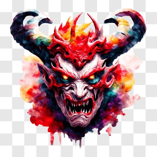 Download Colorful Demon Head with Paint Splashes PNGs Online - Creative ...