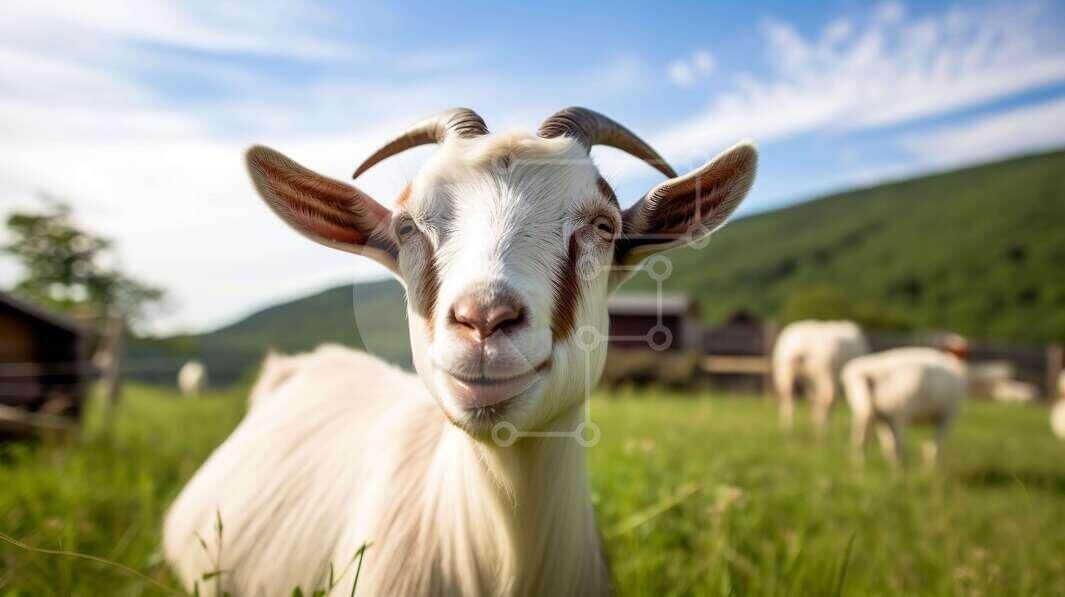 Group of Goats and Other Animals in a Farm or Herd stock photo ...