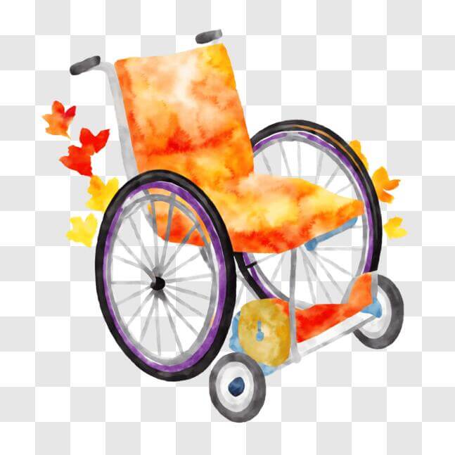 Download Orange and Yellow Wheelchair with Autumn Leaf Decoration PNGs ...