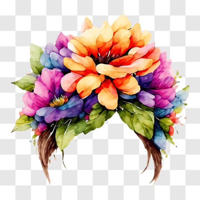 Download Colorful Flower Crown on Woman's Head PNGs Online - Creative ...