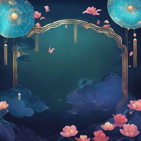 Download Asian-inspired Frame with Pink Flowers and Lanterns ...