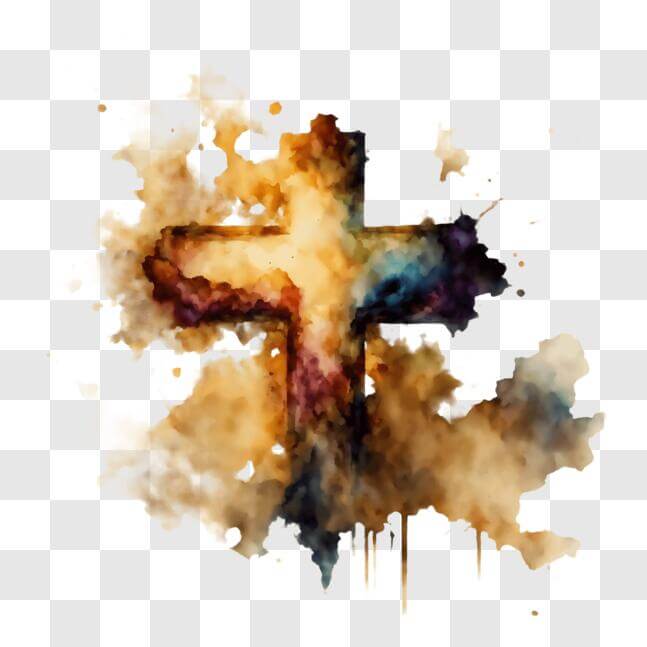Download Colorful Paint Splatter Cross Symbolizing Christian Faith PNGs ...