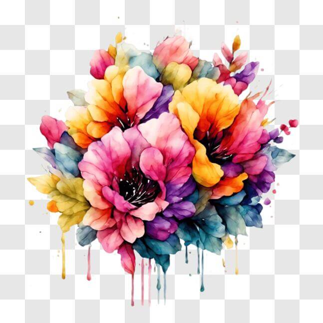 Download Abstract Watercolor Flowers Bouquet PNGs Online - Creative Fabrica