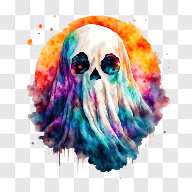 Download Creepy Halloween Ghost with Colorful Paint Dripping PNGs ...
