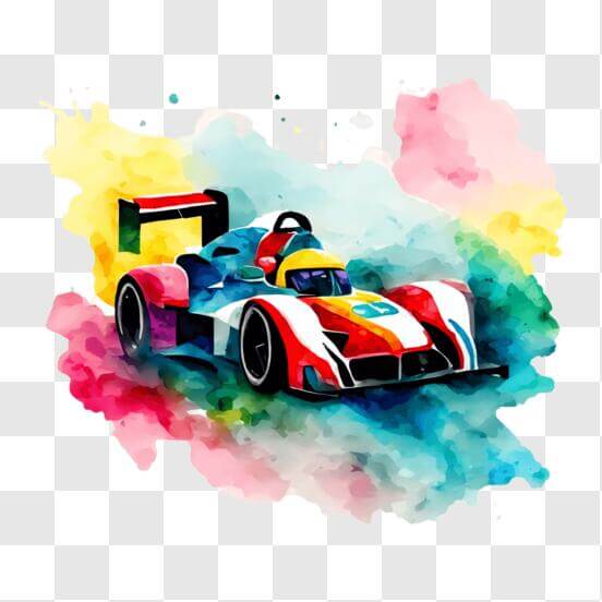 Download Abstract Artwork: Colorful Race Car in Front of the Sun PNGs ...