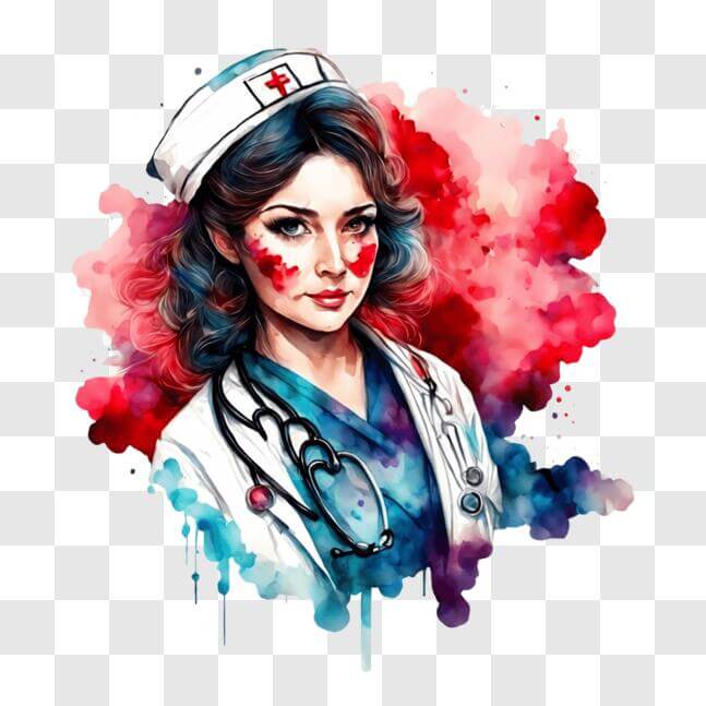 Download Artistic Illustration of a Nurse PNGs Online - Creative Fabrica