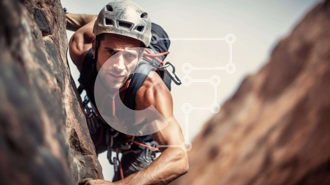 Download Male Rock Climber on Intimidating Rock Formation Stockphotos ...
