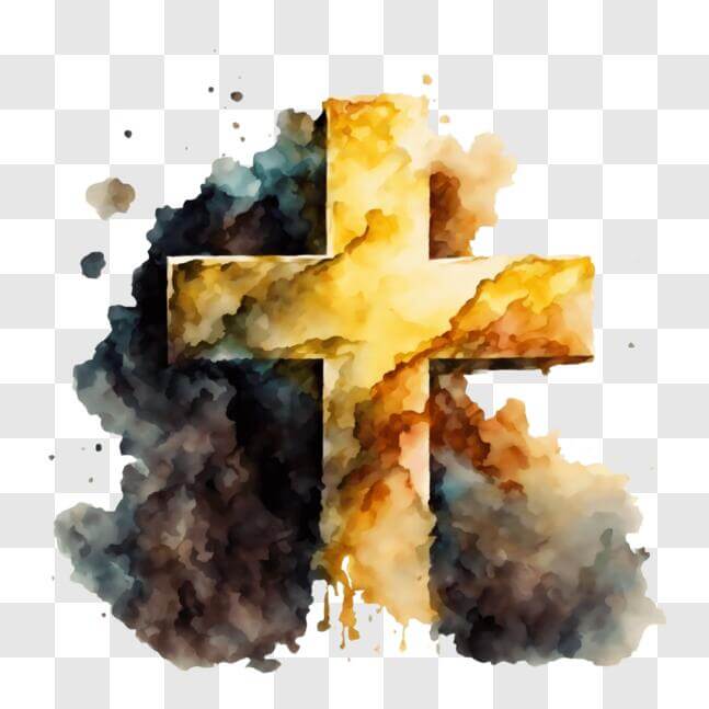 Download Watercolor Paint Splash Cross - Symbol of Faith PNGs Online ...
