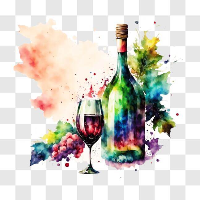 Download Abstract Wine Artwork with Grapes and Glass PNGs Online ...