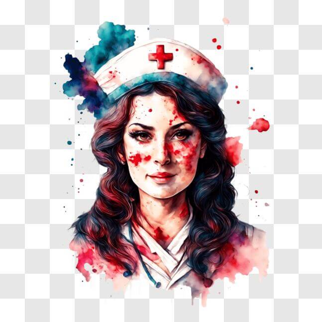 Download Nurse with Blood on Her Face PNGs Online - Creative Fabrica