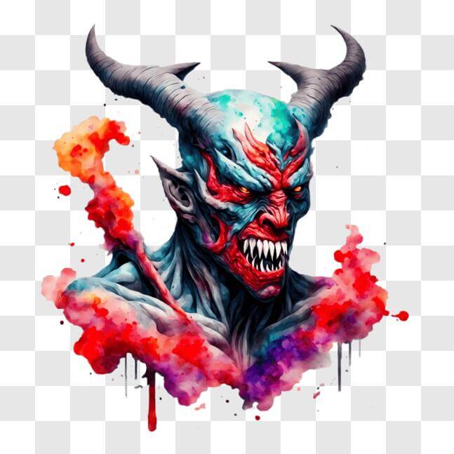Download Colorful Demon Head Painted with Splashes PNGs Online ...
