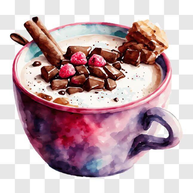 Download Colorful Coffee Cup with Chocolate, Raspberries, and Sweet ...