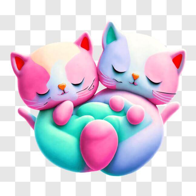 Download Two Colorful Cats Cuddling Together PNGs Online - Creative Fabrica