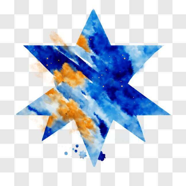 Descarga Estrella de David azul, naranja y blanca con salpicaduras de ...