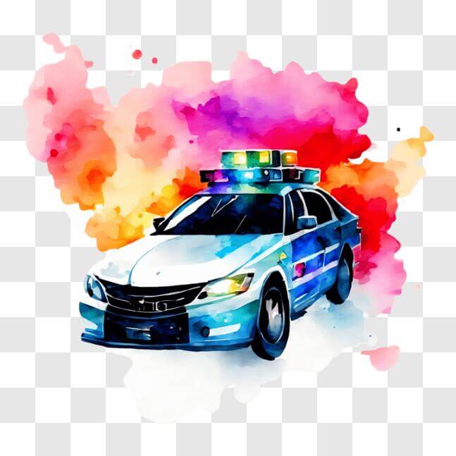 Download Abstract Artistic Police Car with Colorful Paint Splashes PNGs ...
