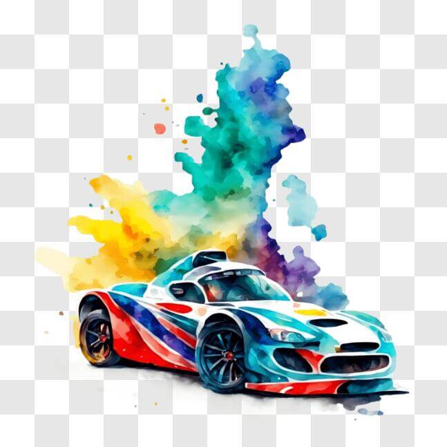 Download Colorful Race Car with Splashes of Paint PNGs Online ...