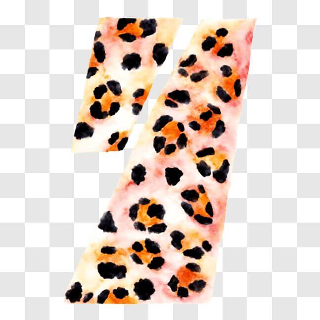 Download Watercolor Painting of Number Seven with Leopard Print Pattern ...