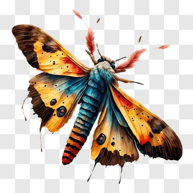 Download Colorful Moth in Flight PNGs Online - Creative Fabrica