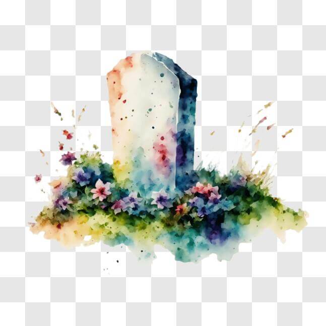 Download Watercolor Gravestone Artwork for Memorial and Grief ...
