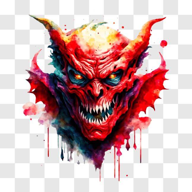 Descarga Cabeza de demonio colorida con fondo de pintura goteando PNGs ...