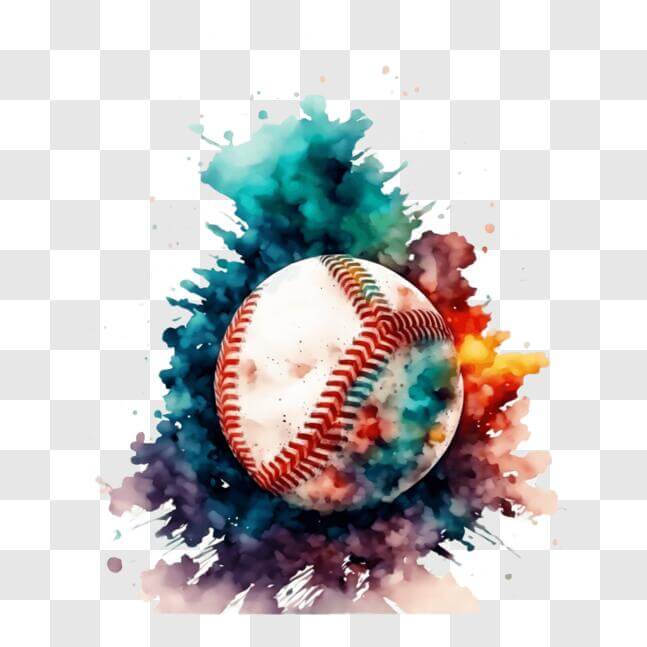 Download Colorful Baseball on Paint Splatters - Sports Illustration ...