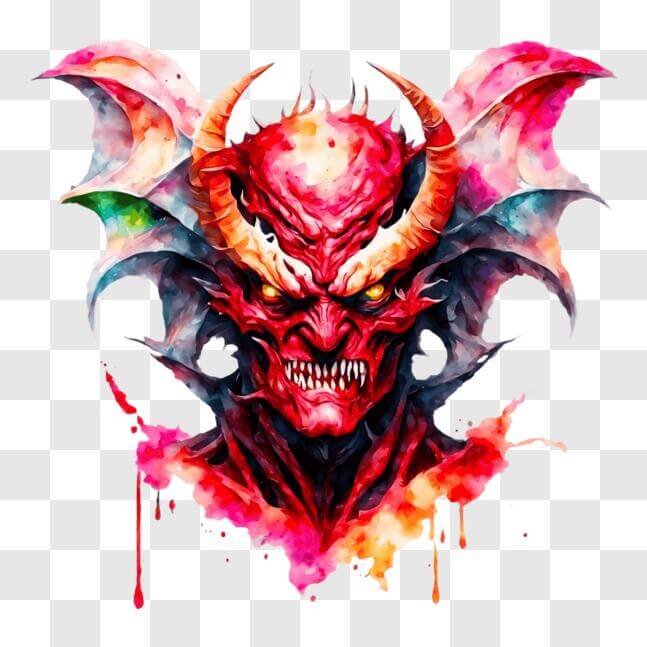 Download Colorful Demon Head with Paint Splashes PNGs Online - Creative ...