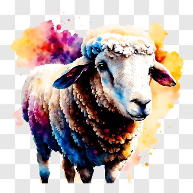 Download Colorful Sheep on Abstract Watercolor Background PNGs Online ...