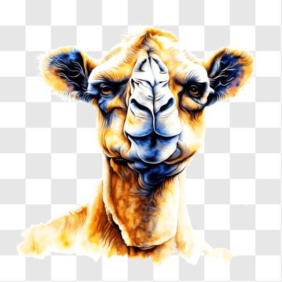 Download Colorful Camel Face Painting PNG Online - Creative Fabrica