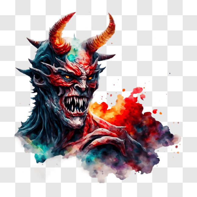 Download Colorful Demon with Horns PNGs Online - Creative Fabrica