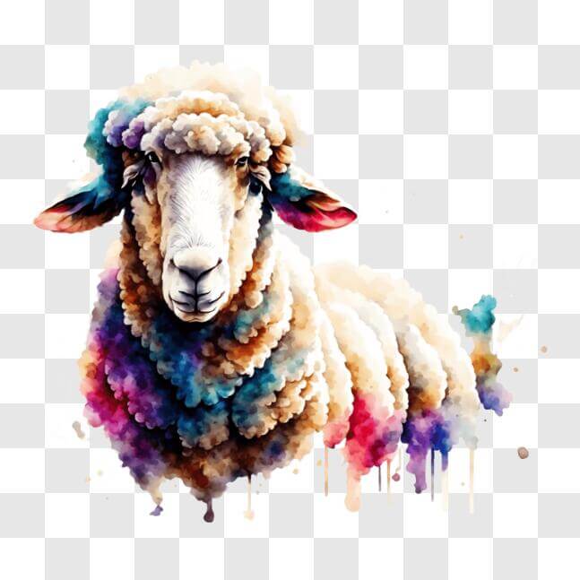 Download Colorful Sheep with Paint Splatters PNGs Online - Creative Fabrica
