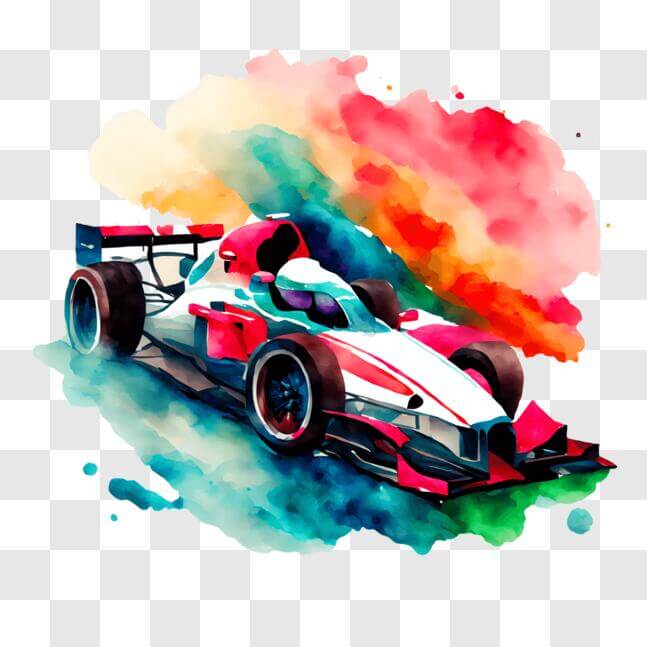 Download Colorful Racing Car on Abstract Watercolor Background PNGs ...