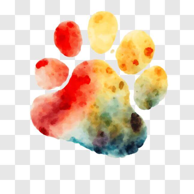 Download Colorful Watercolor Dog Paw Print Art PNG Online - Creative ...