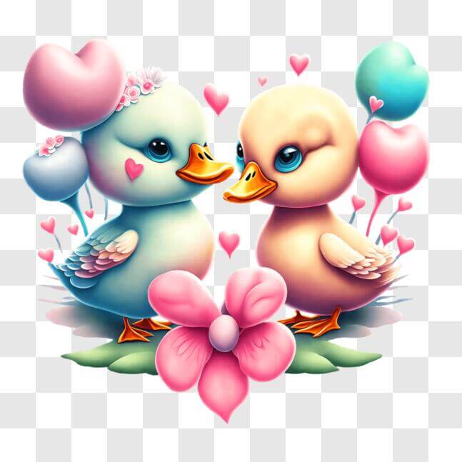 Descarga Lindos Patitos con Globo en Forma de Corazón PNGs En Línea ...