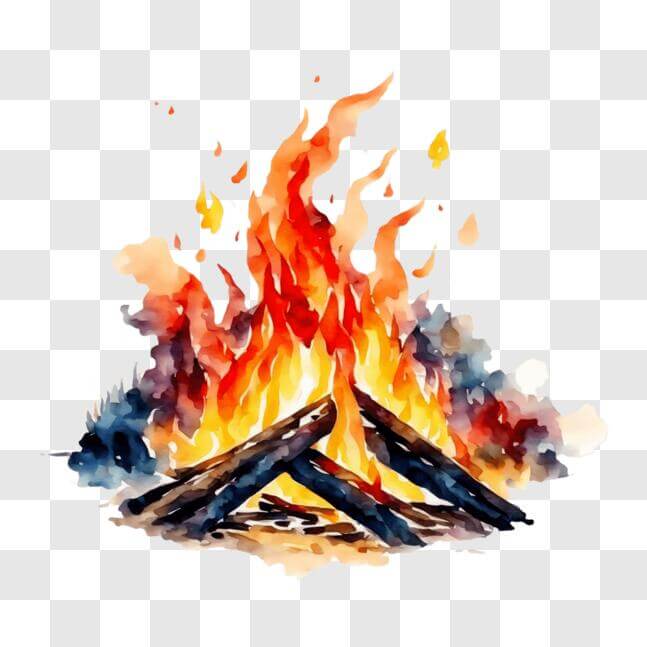 Download Watercolor Campfire Illustration PNGs Online - Creative Fabrica
