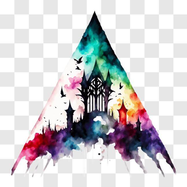 Download Colorful Triangle with Castle and Flying Birds PNGs Online ...