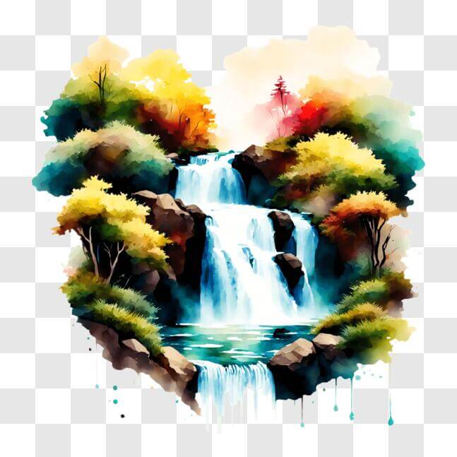 Download Heart-Shaped Watercolor Painting of a Beautiful Forest ...