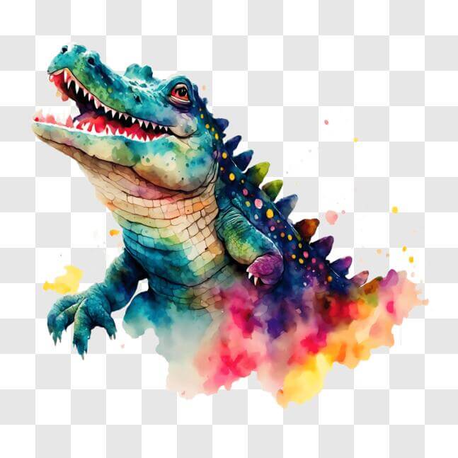 Download Colorful Crocodile on Black Background with Watercolor ...