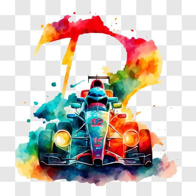 Download Colorful Racing Car with "R" Logo PNGs Online - Creative Fabrica