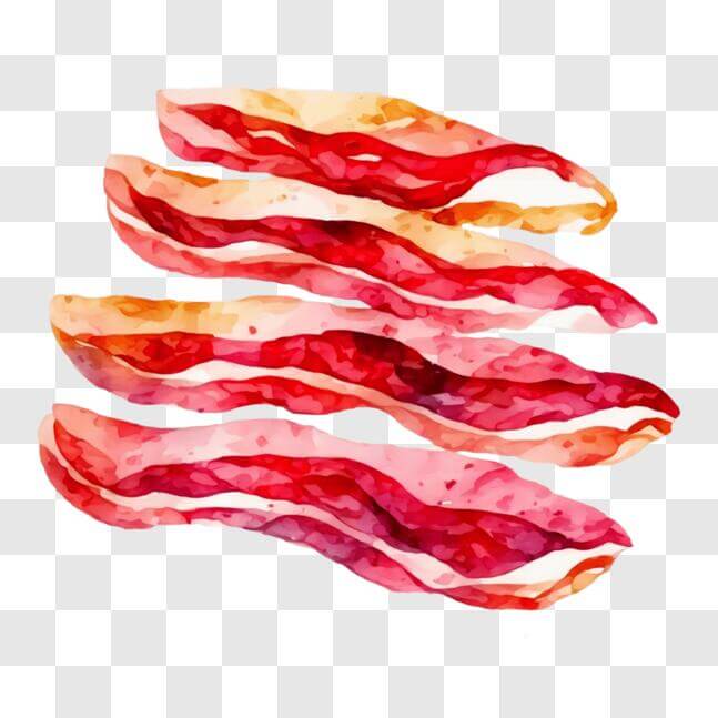 Download Watercolor Painting of Colorful Bacon Slices PNGs Online ...