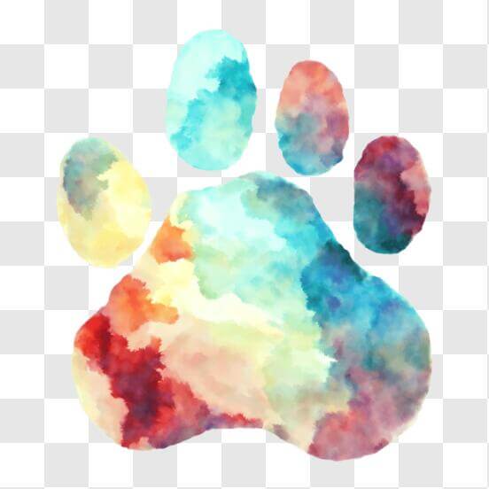 Download Colorful Watercolor Dog Paw Print Art PNG Online - Creative ...