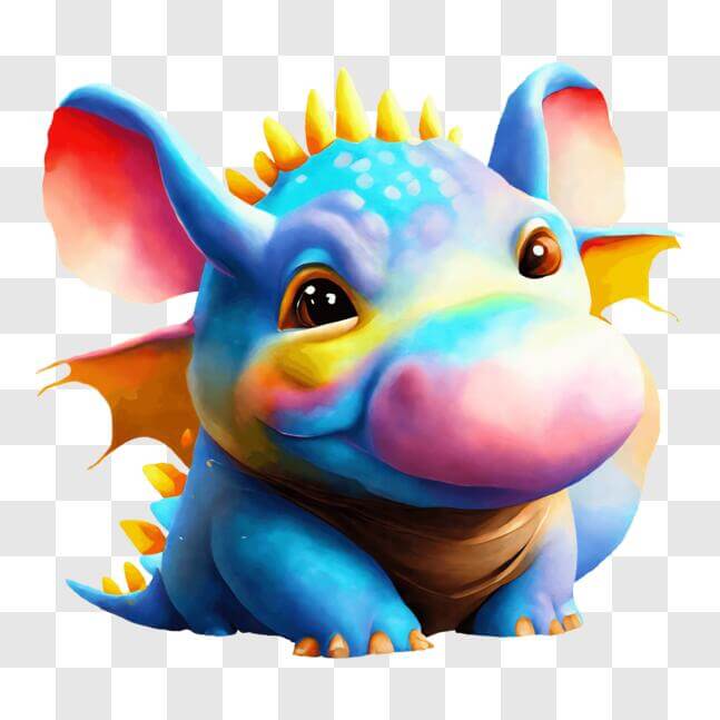 Download Smiling Dragon in Blue and Yellow PNGs Online - Creative Fabrica
