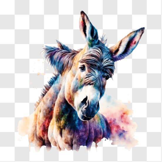 Download Colorful Donkey Artwork with Watercolor Splashes PNG Online ...