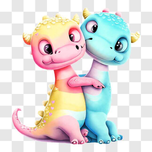 Download Cute Cartoon Dinosaurs Hugging Each Other PNGs Online ...