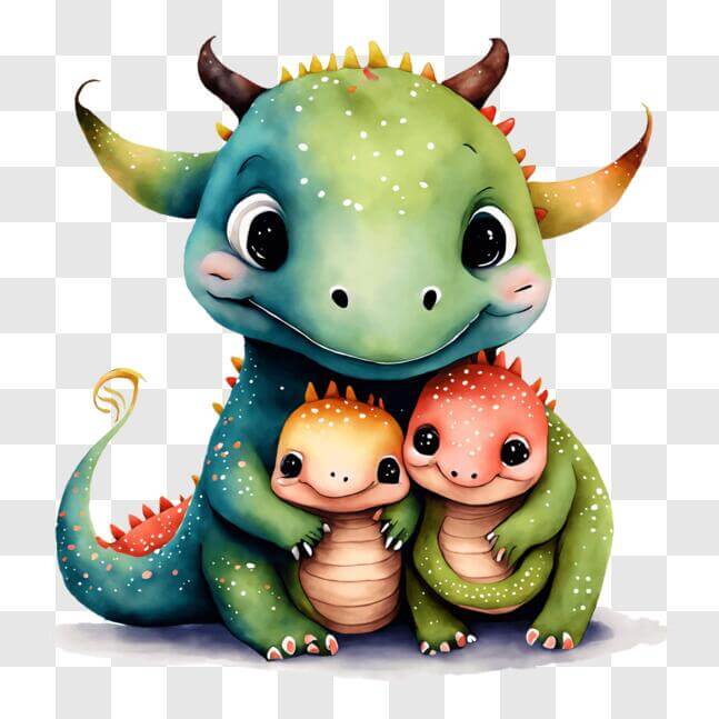 Download Colorful Dragons Hugging Each Other - Imaginary Family PNGs ...