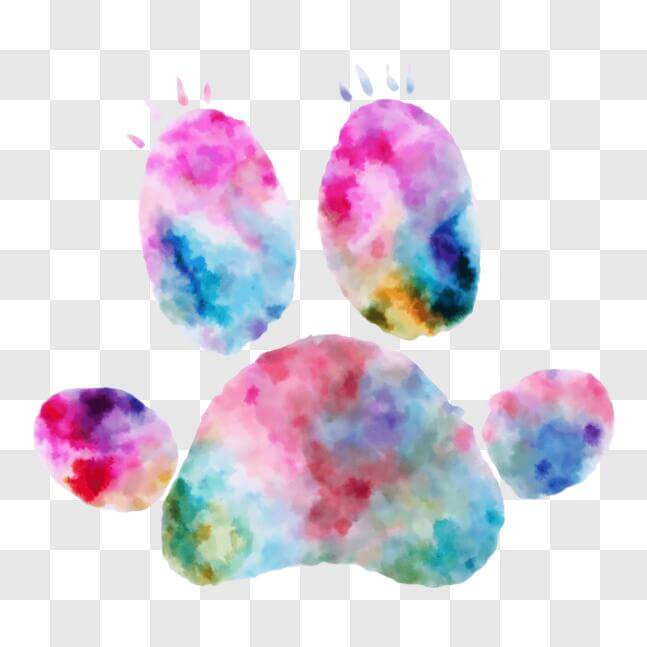Download Pets Love Watercolor - Colorful Dog Paw Print Art PNG Online ...