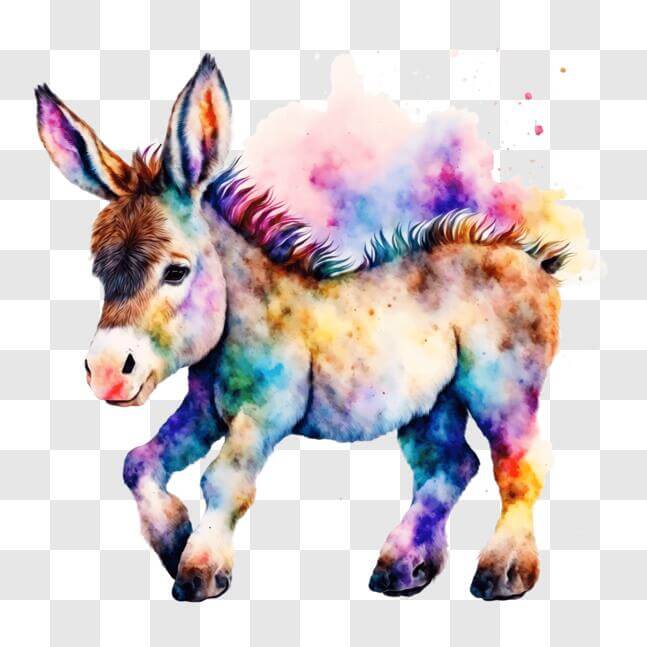 Download Colorful Donkey with Watercolor Splashes PNGs Online ...