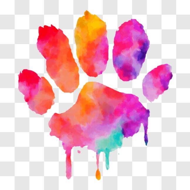 Download Colorful Dog Paw Print Watercolor Painting PNGs Online ...