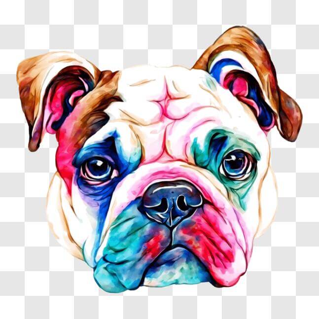 Download Colorful Painting of Bulldog's Face PNGs Online - Creative Fabrica