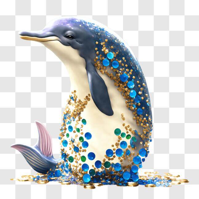 Download Gold and Blue Coin Covered Dolphin Figurine PNGs Online ...