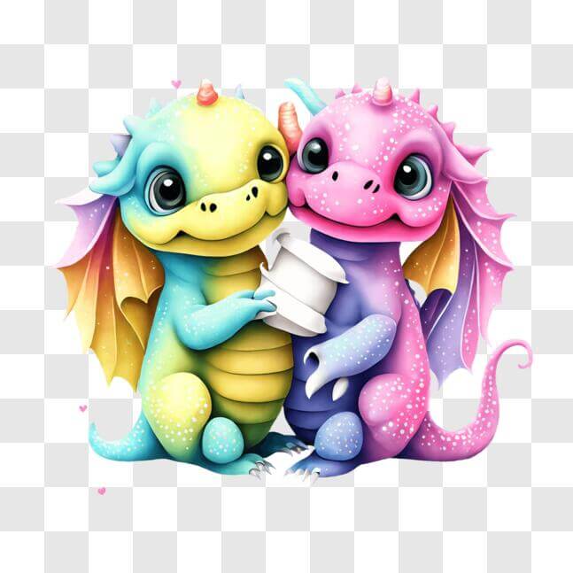 Download Colorful Dragons Hugging or Kissing Each Other PNGs Online ...